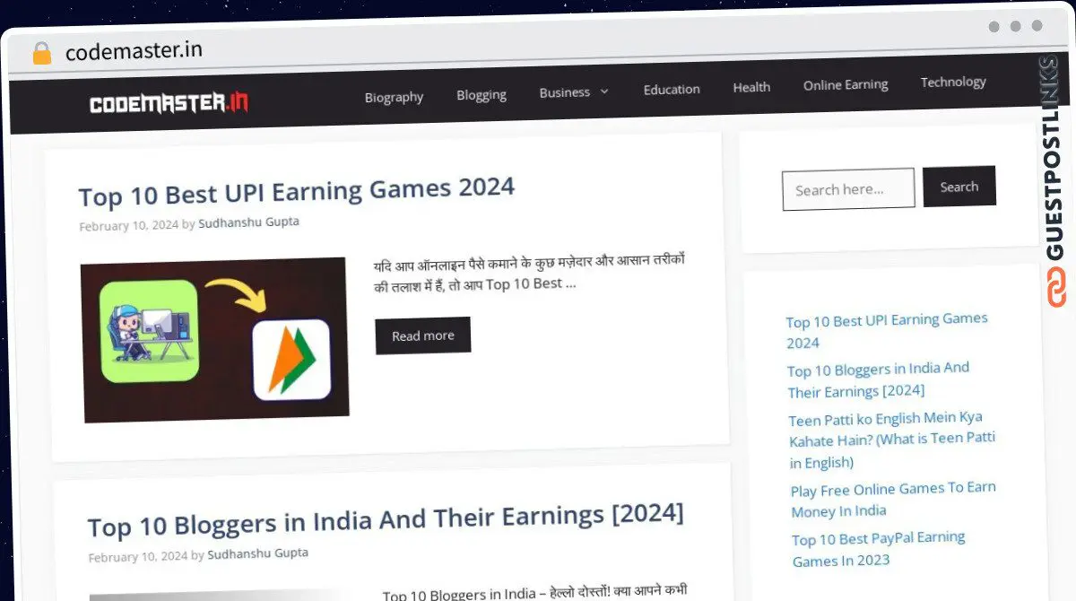 Publish A Guest Post on codemaster.in for $28.90 - DA 11 DoFollow Backlinks - GUESTPOSTLINKS